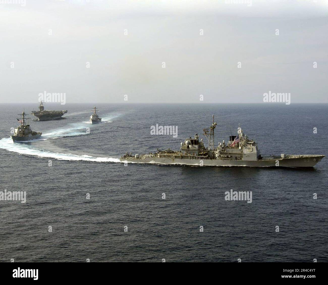 US Navy USS Mobile Bay (CG 53), USS Russell (DDG 59), and USS Shoup ...