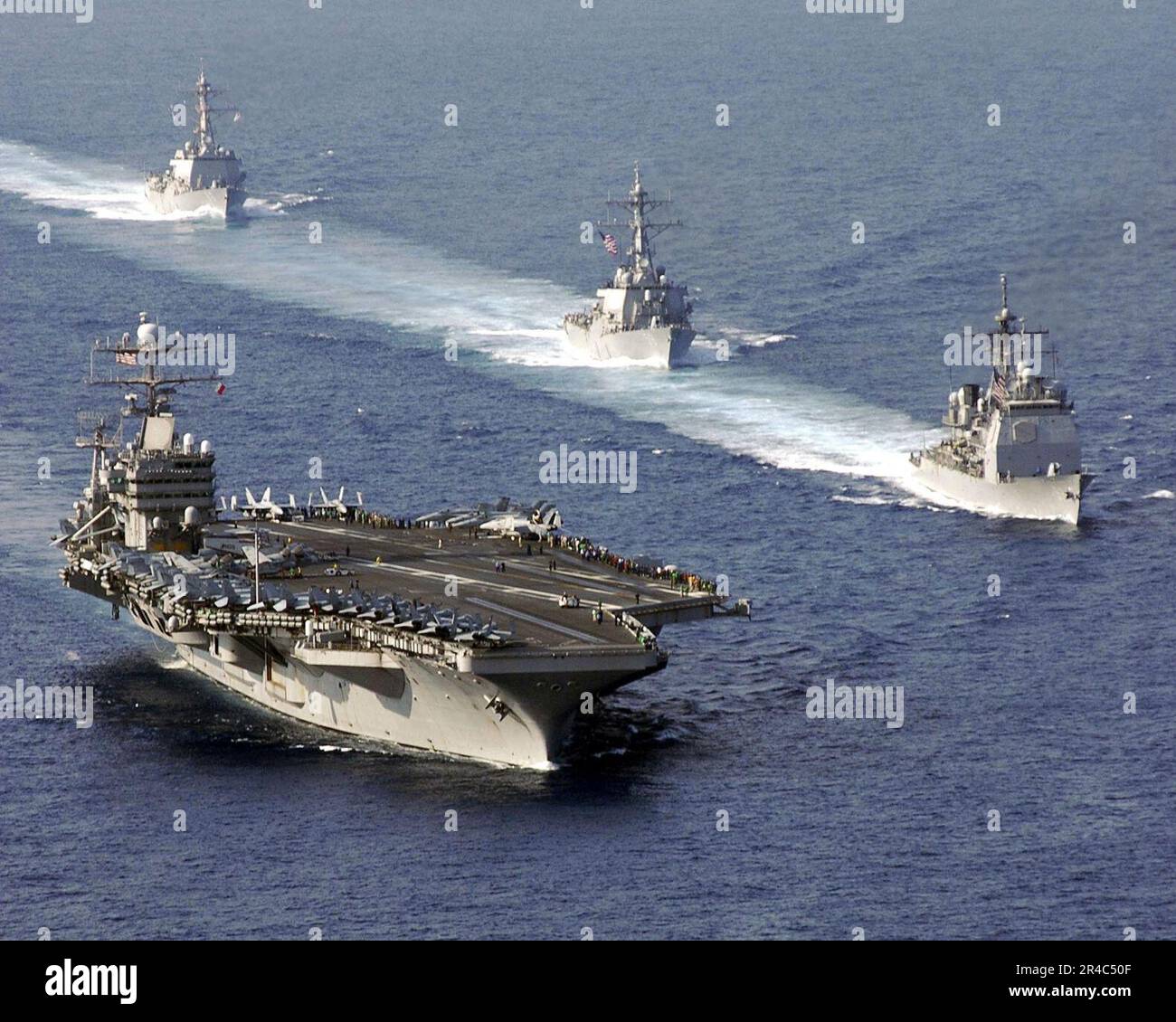 US Navy USS Mobile Bay (CG 53), USS Russell (DDG 59), and USS Shoup ...