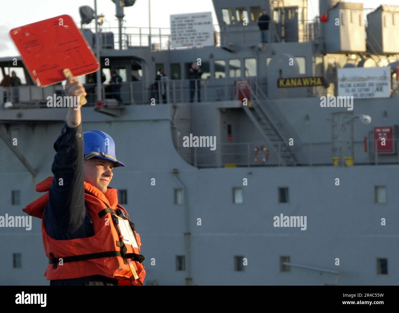 US Navy Deck Seaman assigned to the amphibious assault ship USS Wasp ...