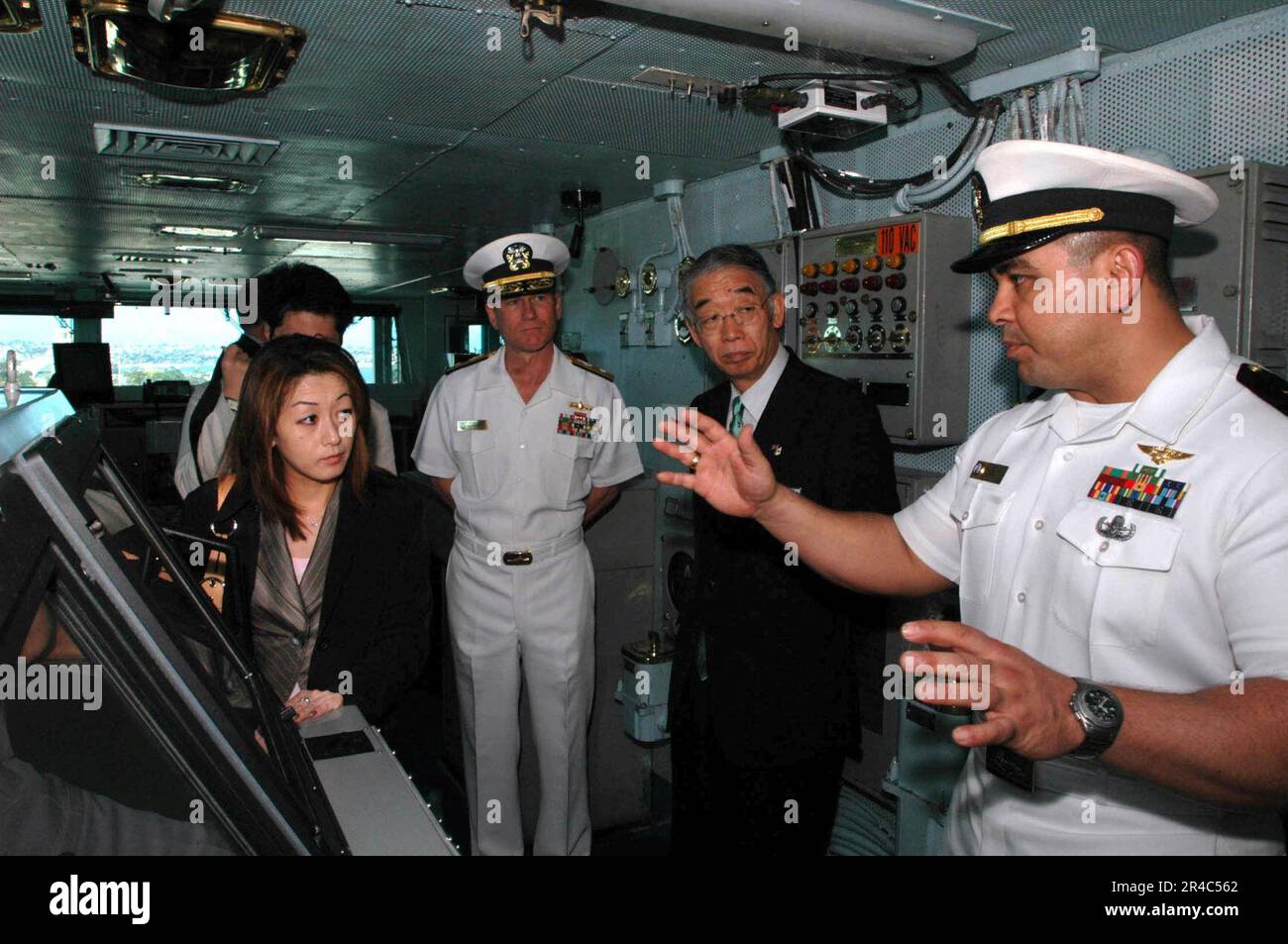 US Navy Japanese delegates visiting the Nimitz-class aircraft carrier ...