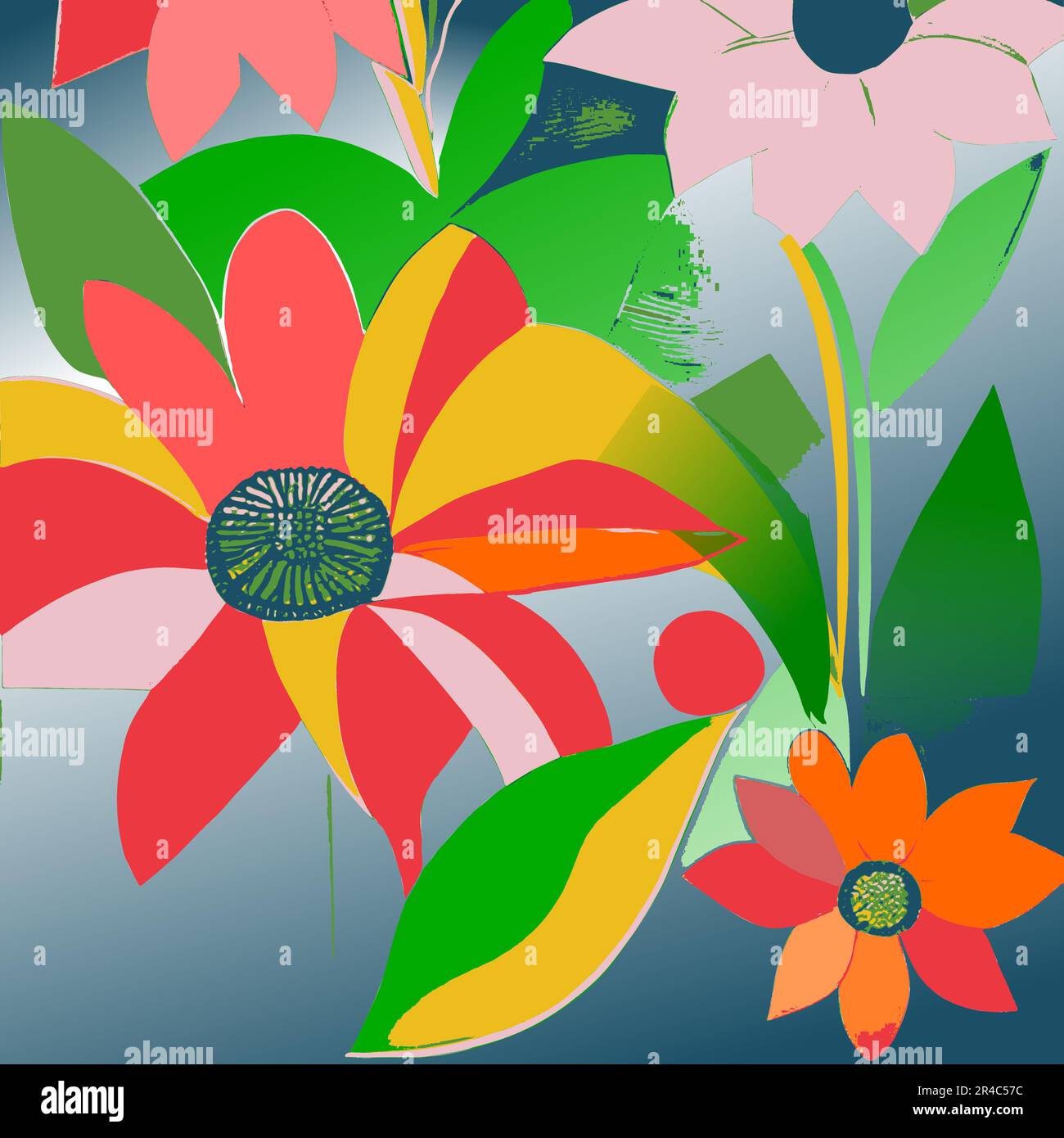 A Spectacularly Colored cubism Flower and triangle. A beautiful flower ...