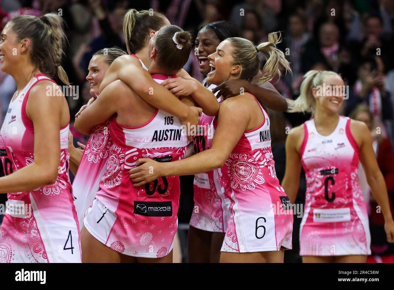 Adelaide, Australia. 27th May, 2023. Thunderbirds celebrate victory ...
