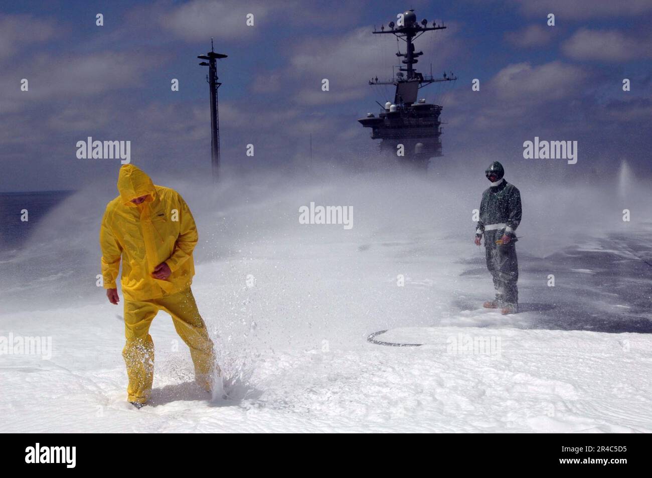 US Navy Members of the Board of Inspection and Survey inspect sprinkler ...