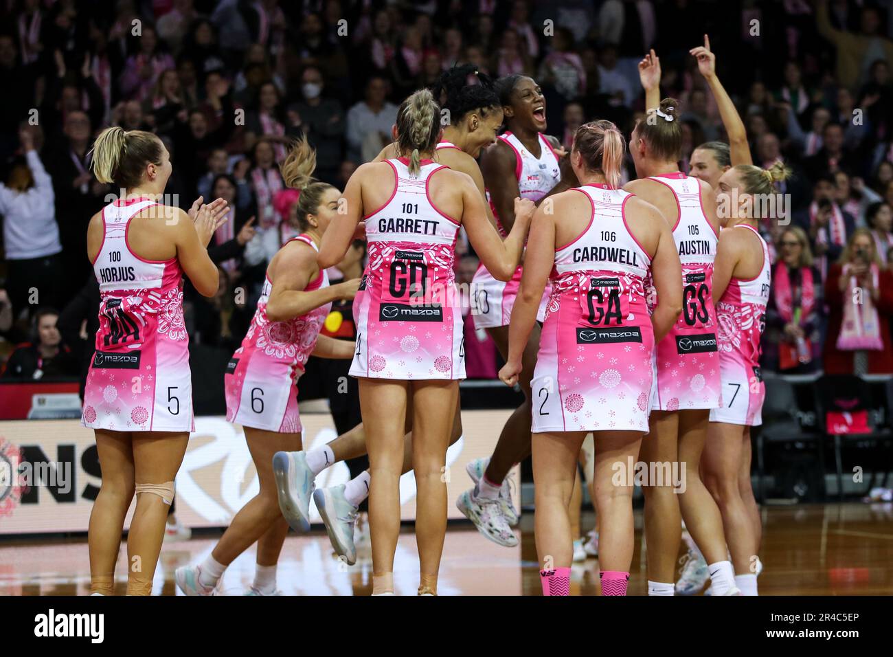Adelaide, Australia. 27th May, 2023. Thunderbirds celebrate victory ...