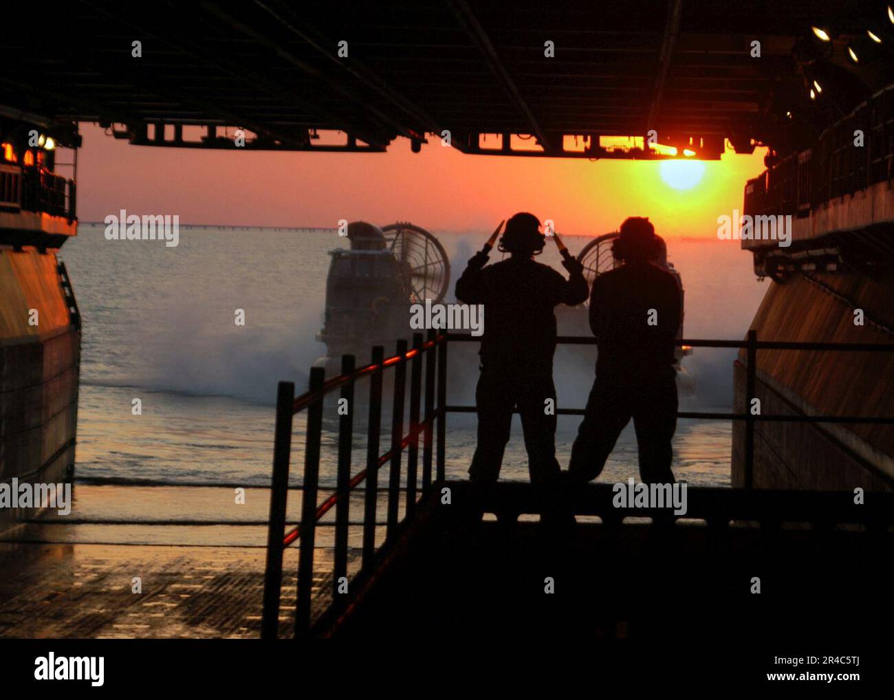 US Navy A Landing Craft Air Cushion (LCAC) prepares to enter the well ...
