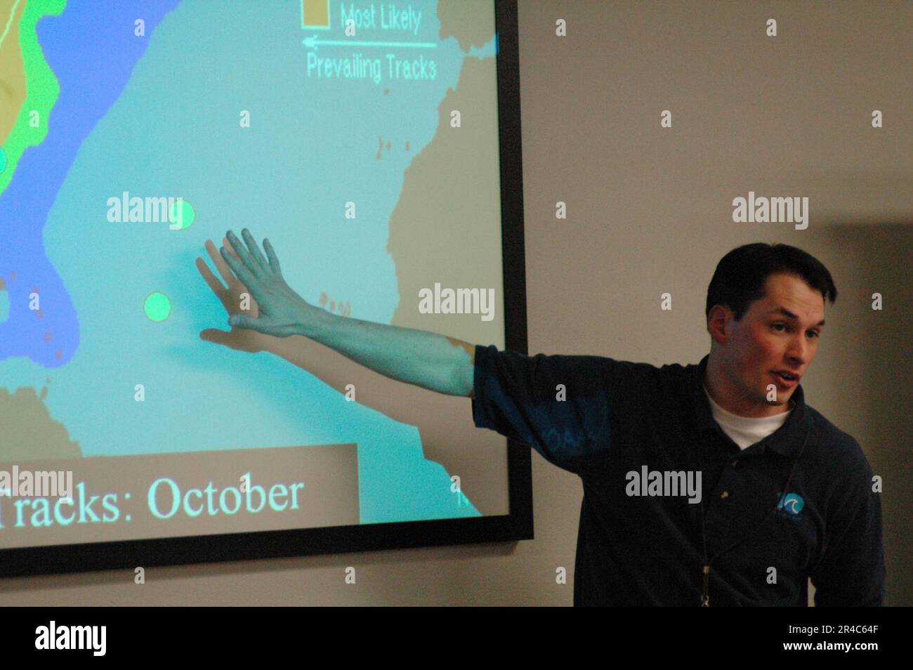US Navy meteorologist for WAVY-TV 10, conducts a lecture on different ...