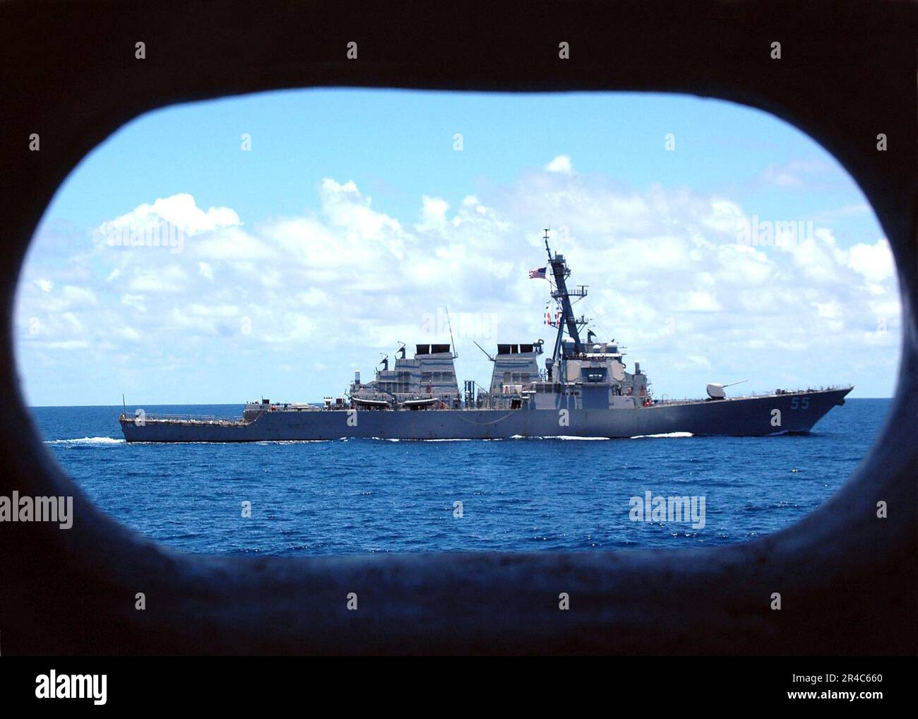 US Navy Guided missile destroyer USS Stout (DDG 55) pulls alongside the ...