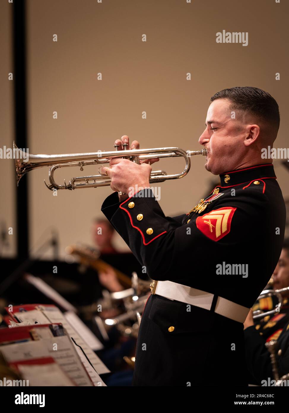 U.S. Marine Corps Cpl. Timothy Weiss, a trumpeter with the III Marine ...