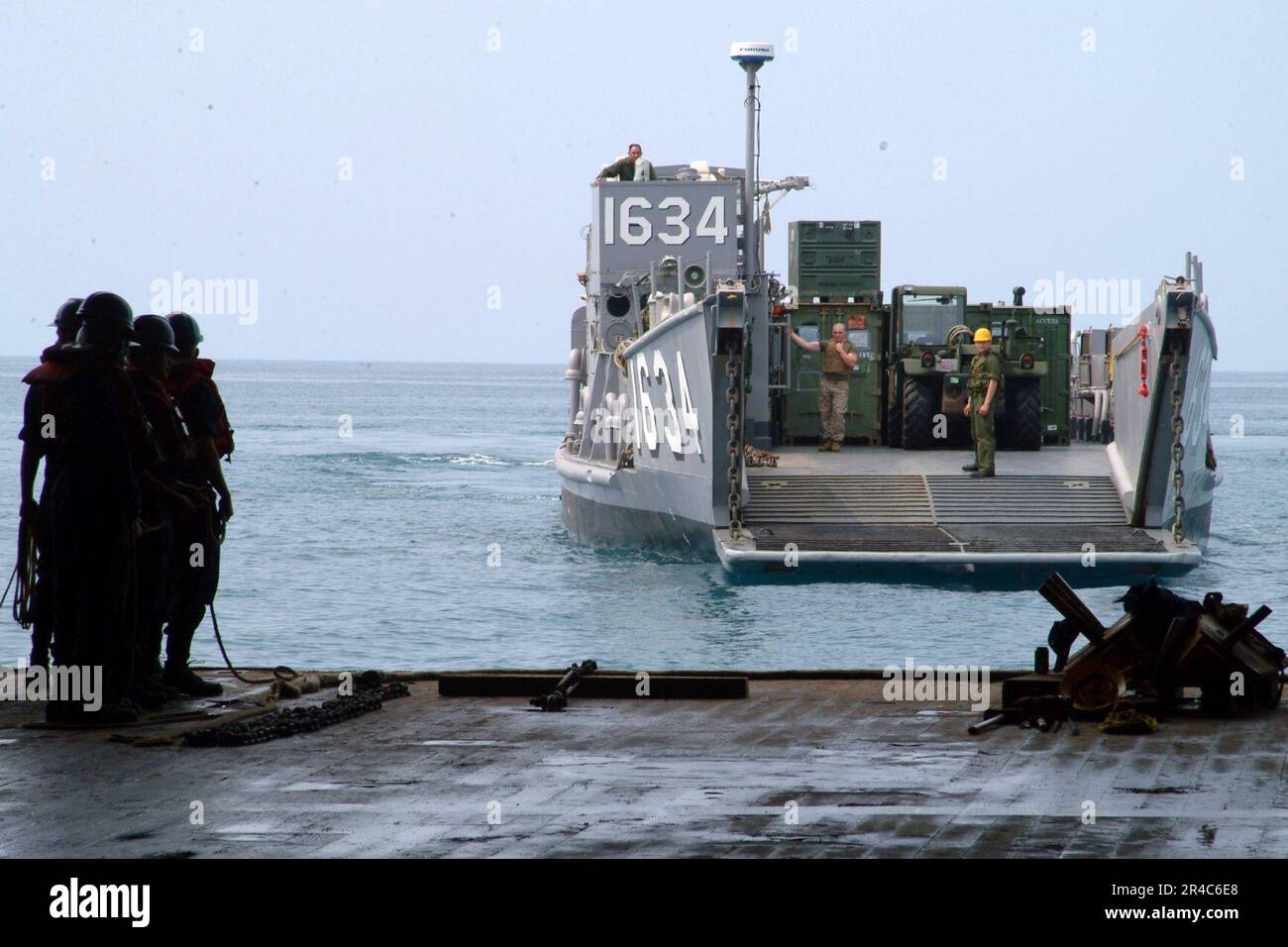US Navy Amphibious transport dock ship USS Juneau (LPD 10) deck ...