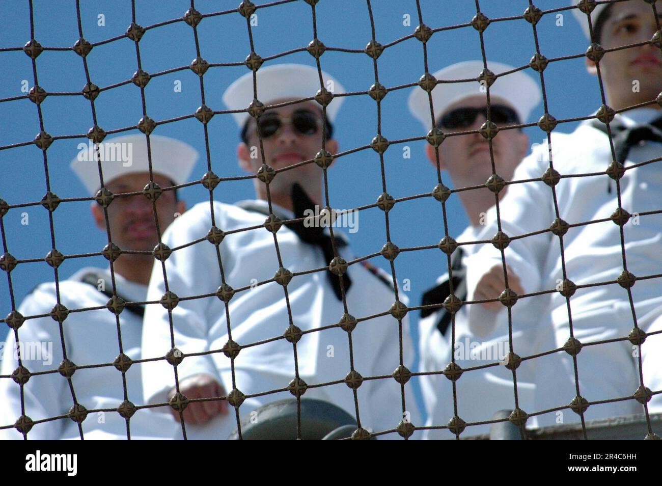 US Navy Sailors stationed aboard the amphibious assault ship USS Nassau ...