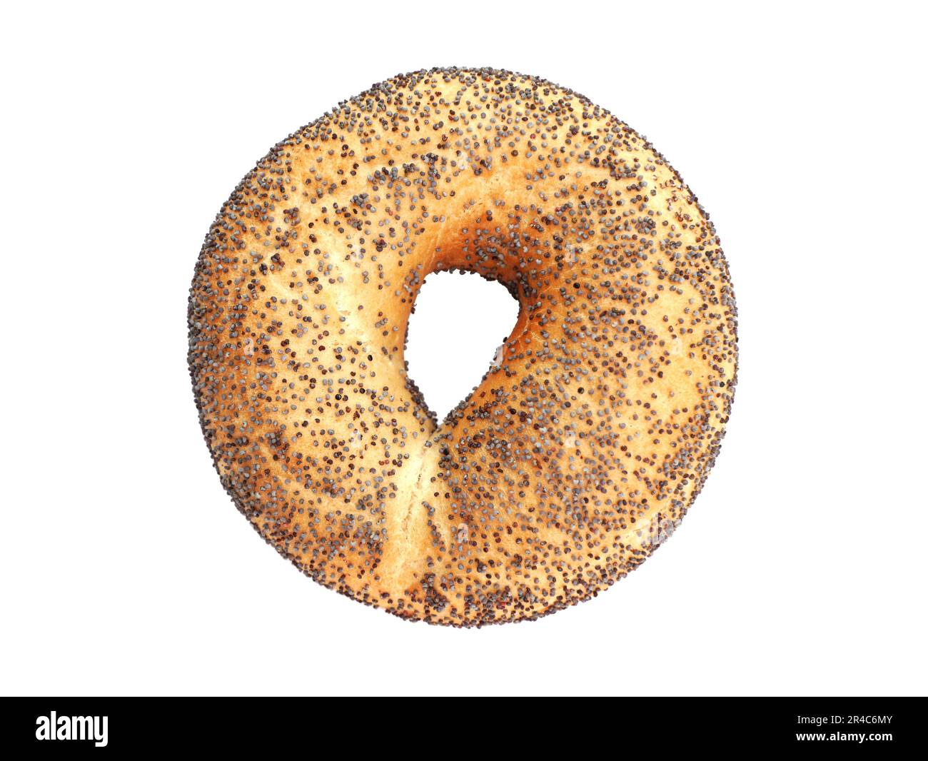 Bagel with poppy seeds. Wheat and rye roll in the shape of a ring, with ...