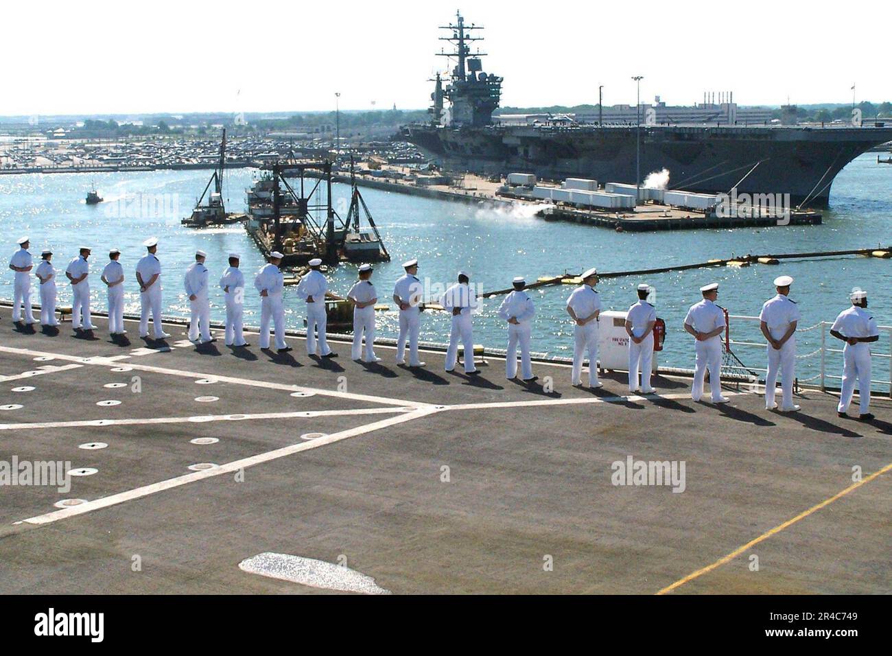 US Navy Sailors man the rails as the Military Sealift Command (MSC ...