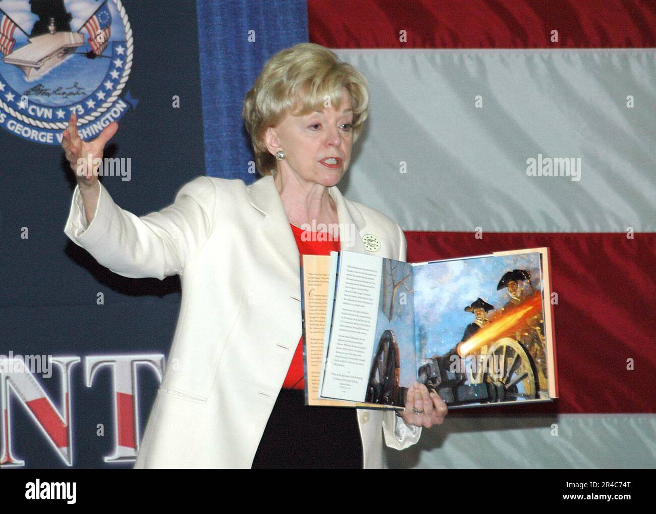 US Navy Vice President Dick Cheney's wife Lynne, talks to USS George ...