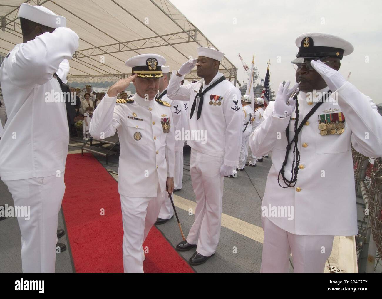 US Navy Capt. gets piped ashore for the last time as Commanding Officer ...