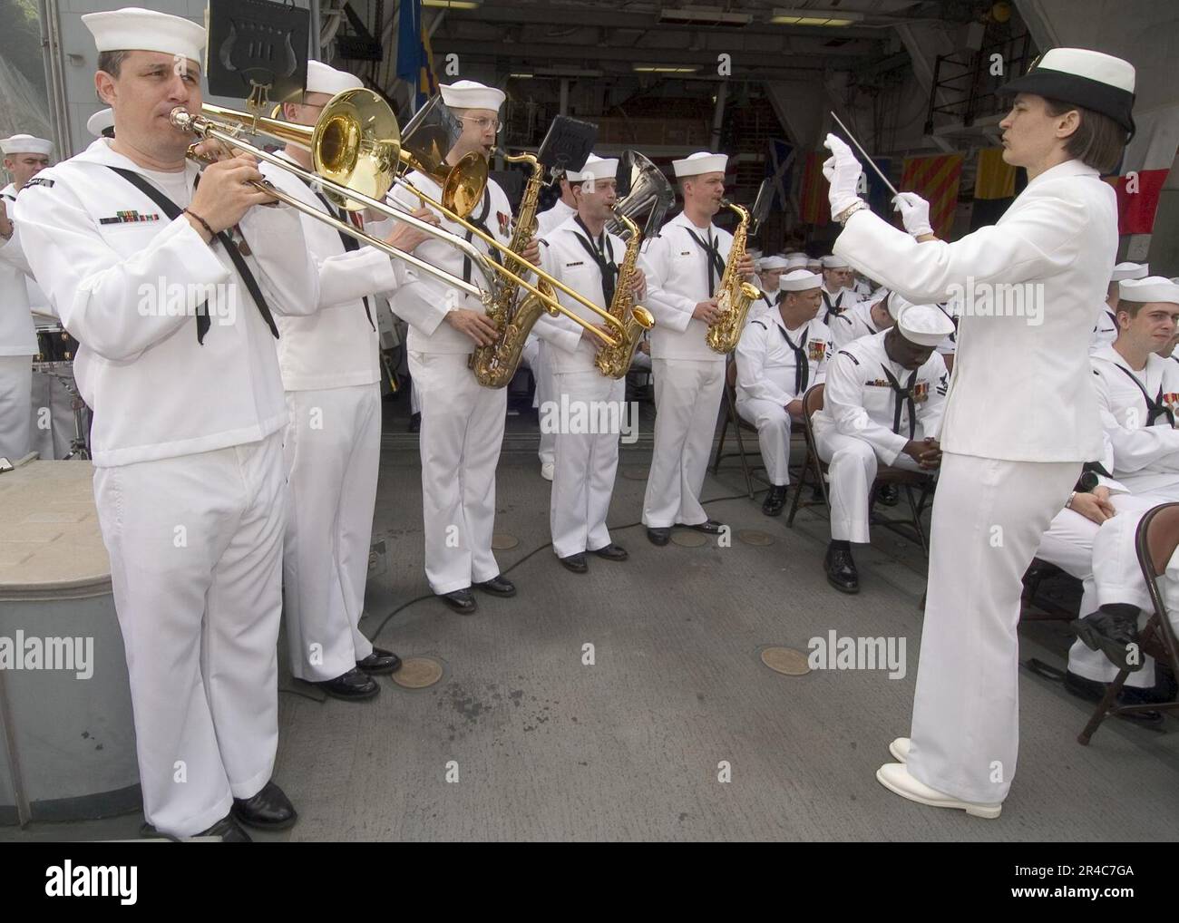 US Navy U.S. Seventh Fleet band performs at a change of command ...