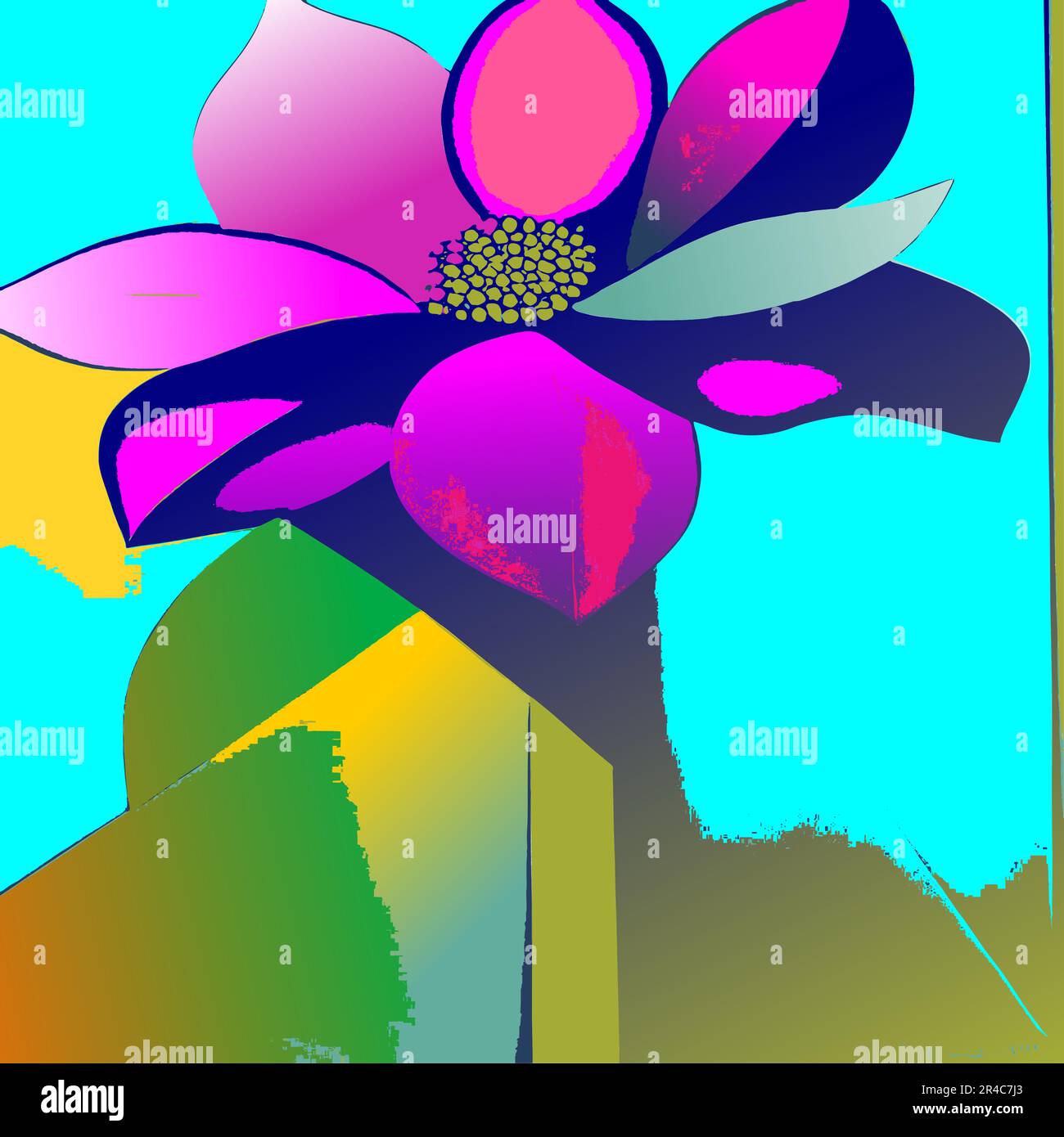A Spectacularly Colored cubism Flower and triangle. A beautiful flower ...