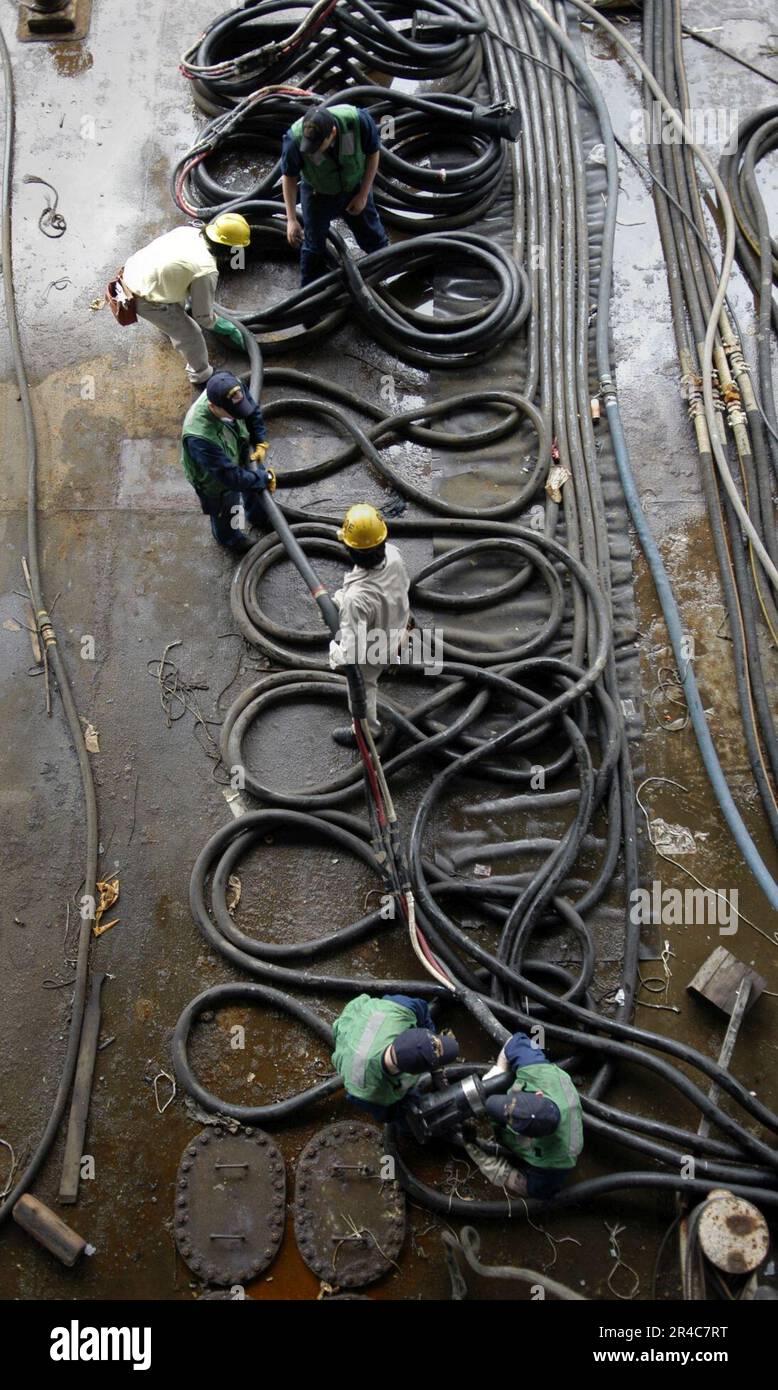 US Navy USS Kitty Hawk (CV 63) Engineering department Sailors and ...
