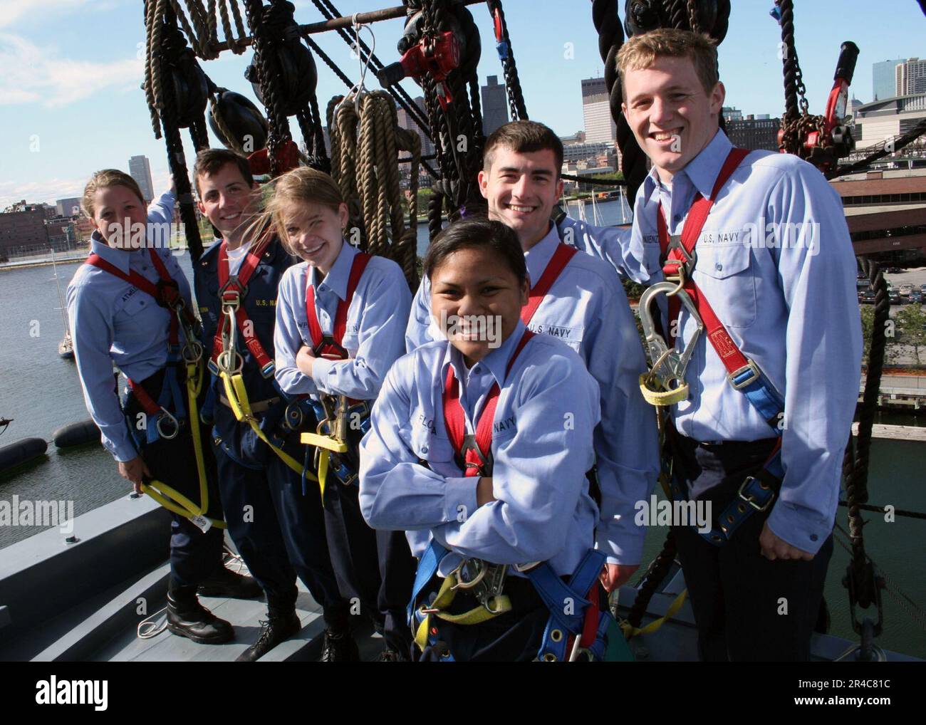 US Navy U.S. Naval Academy midshipmen relax on USS Constitution's main ...
