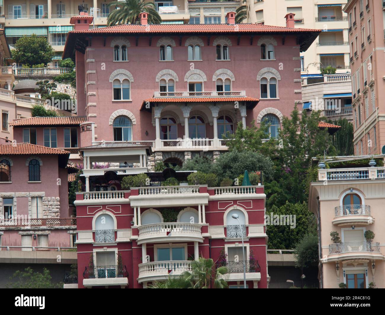 A row of colorful residential buildings in Monte Carlo, Monaco Stock ...