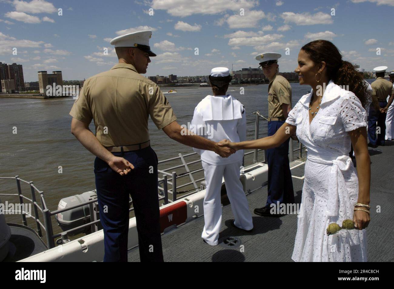 US Navy Actress Halle Berry greets Sailors and Marines aboard the ...