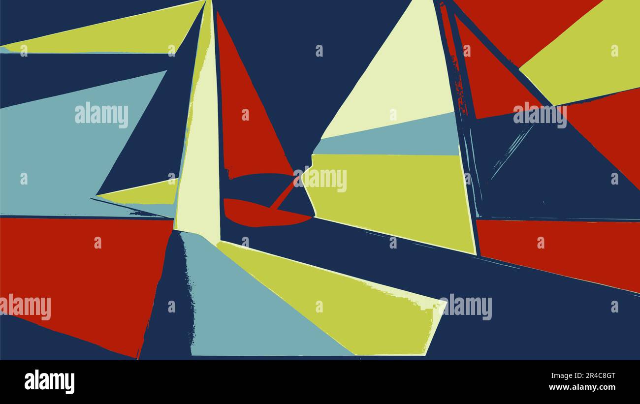 A Spectacularly Colored cubism Flower and triangle. A beautiful flower ...