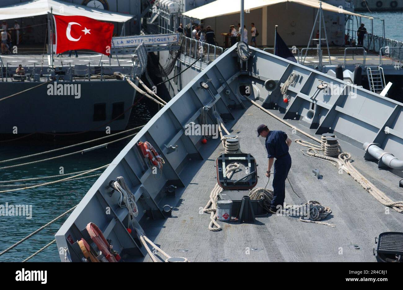 US Navy A Sailor assigned to the guided-missile frigate USS Nicholas ...
