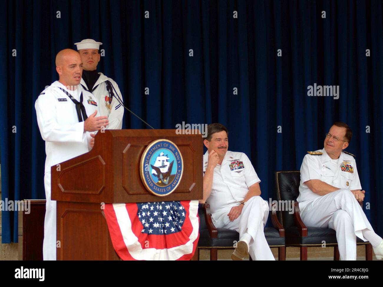 US Navy Hospital Corpsman 1st Class delivers his remarks after being ...