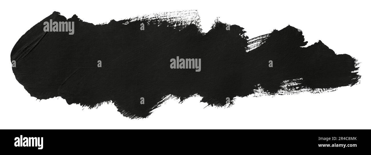 Hand painted stroke of black paint isolated on white background Stock ...