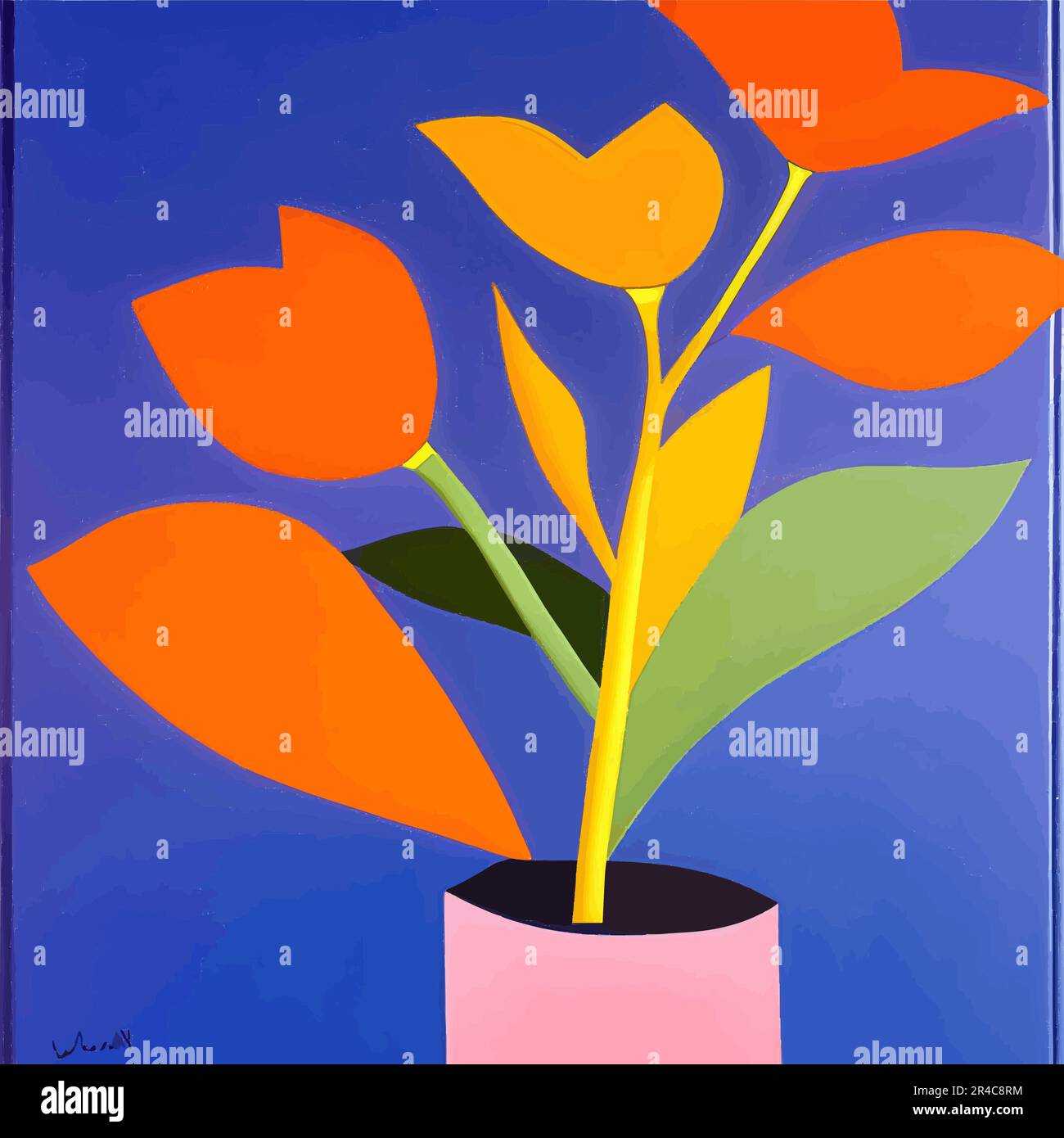 A Spectacularly Colored cubism Flower and triangle. A beautiful flower ...