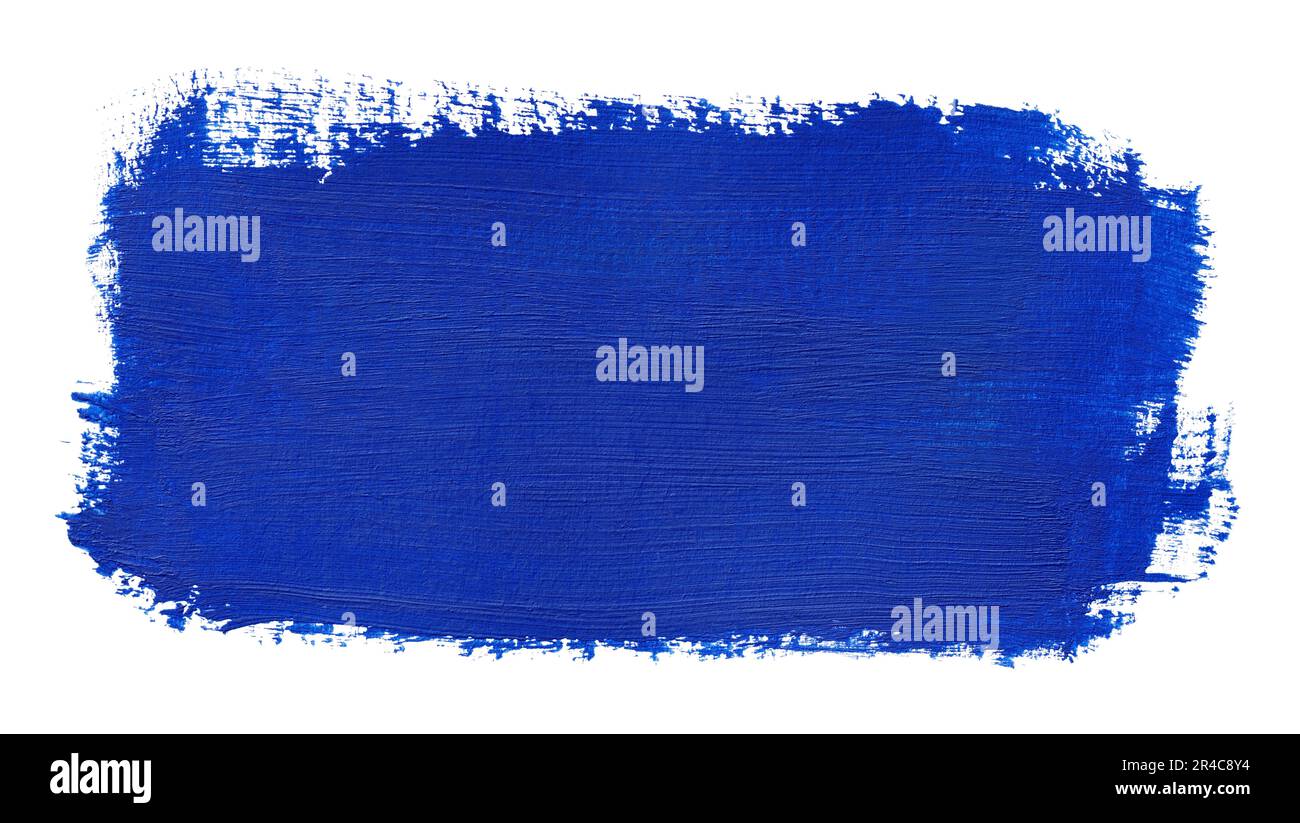 Hand painted blue block of paint isolated on white background Stock ...