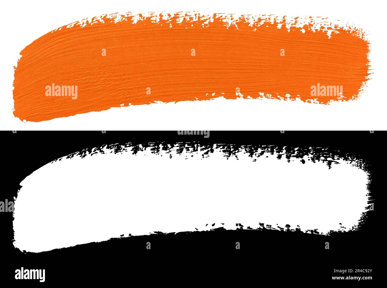 Orange stroke of paint isolated on white background with clipping mask ...
