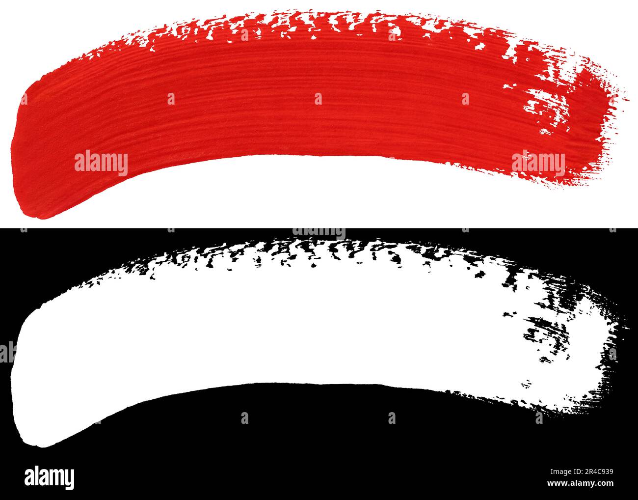Red stroke of paint isolated on white background with clipping mask ...