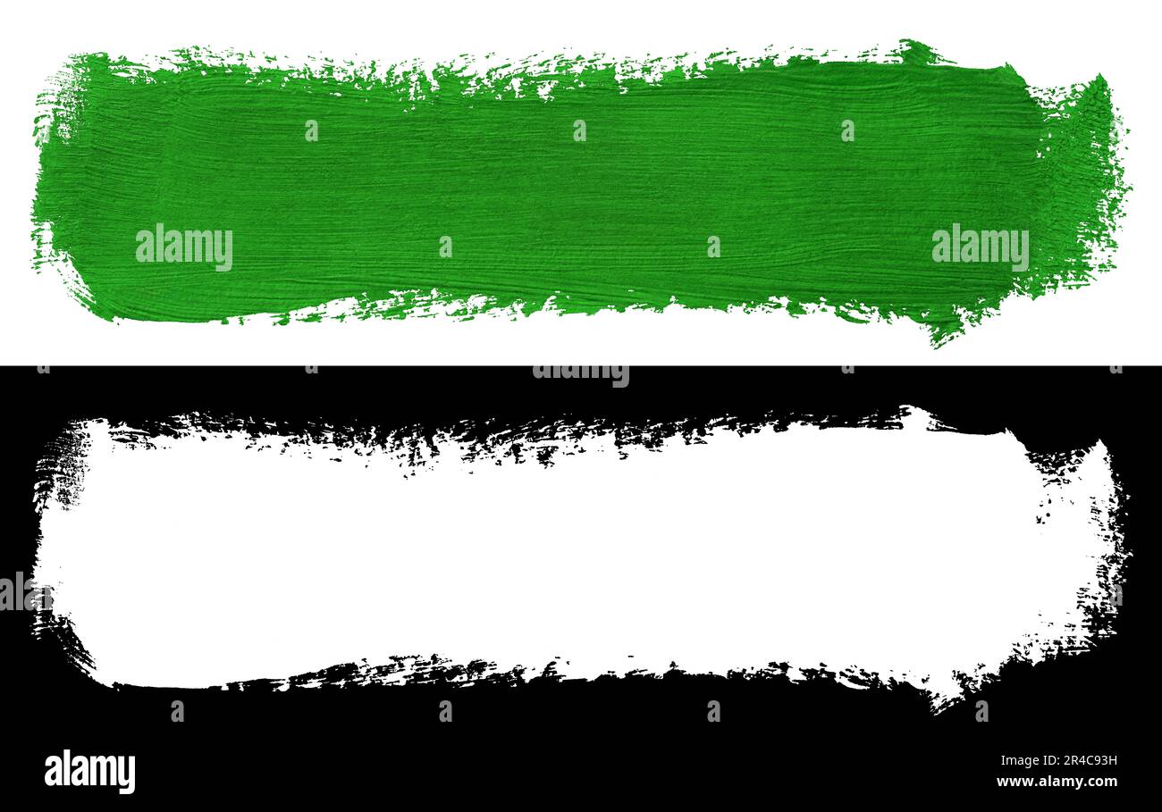 Green stroke of paint isolated on white background with clipping mask ...
