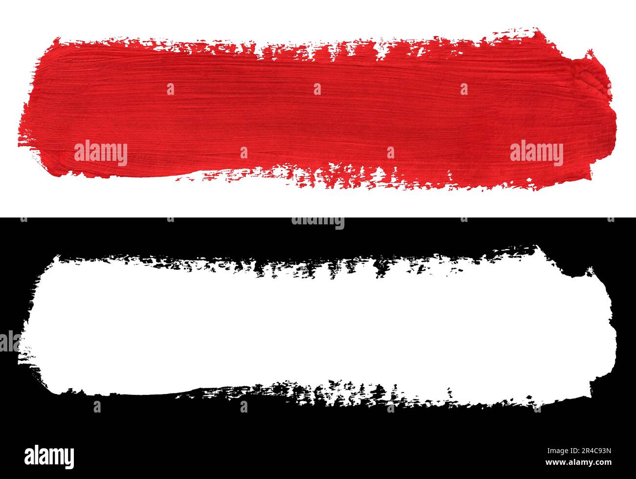Red stroke of paint isolated on white background with clipping mask ...