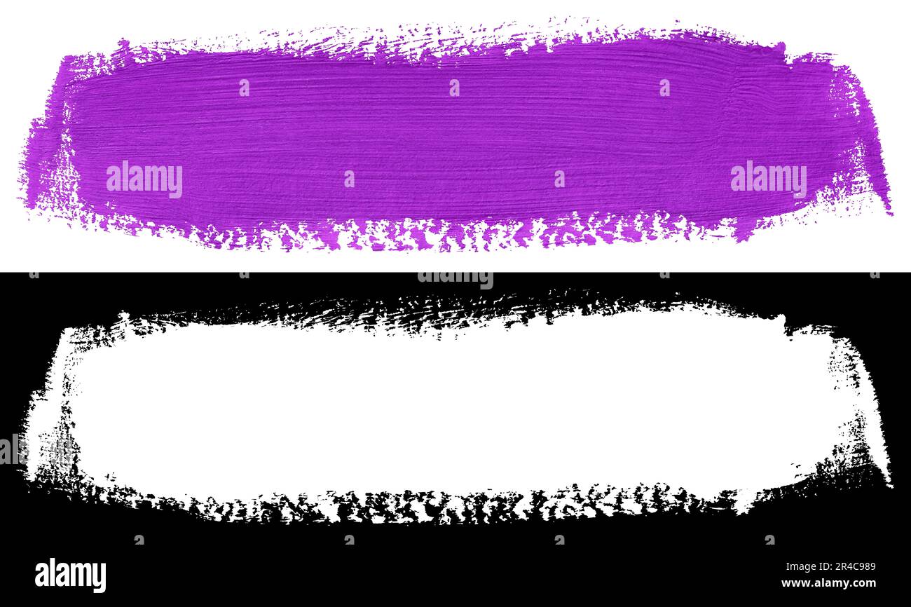 Purple stroke of paint texture isolated on white background with ...