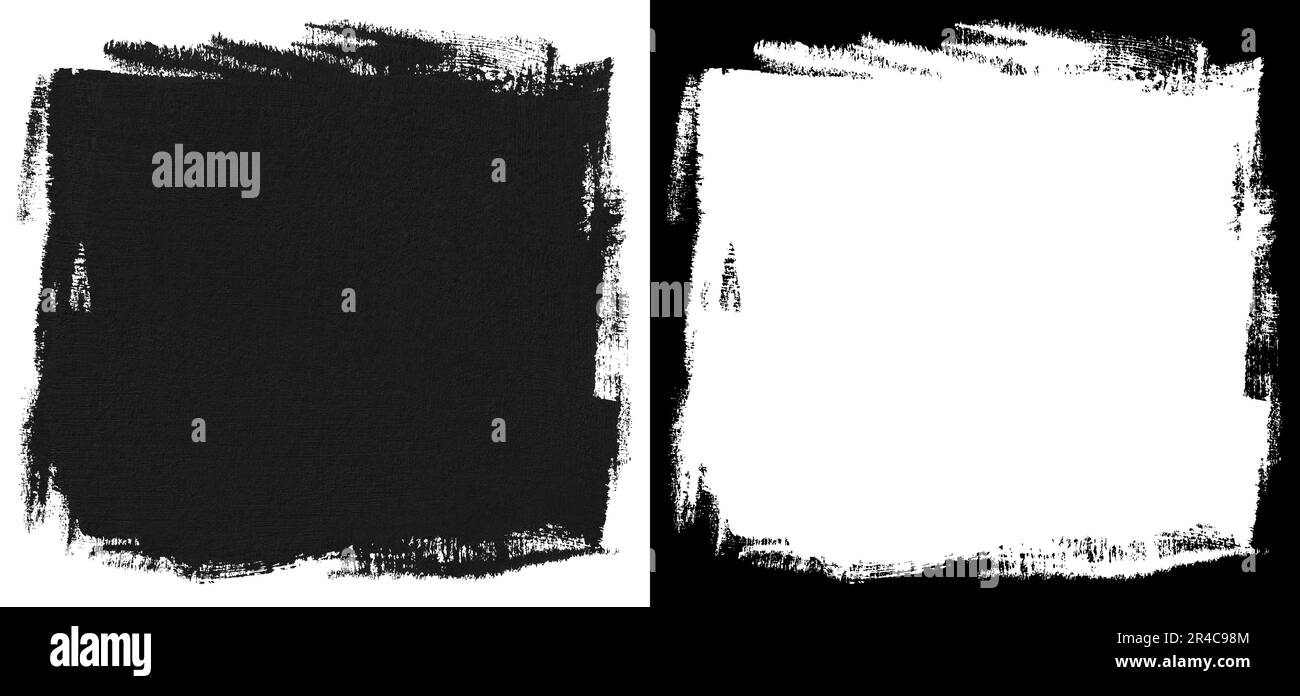 Square block of black paint texture isolated on white background with ...