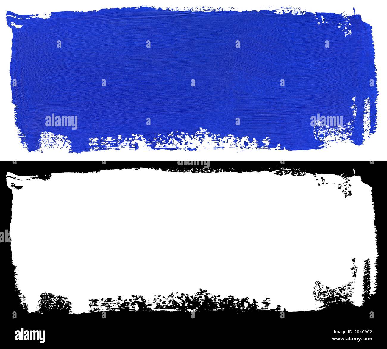 Hand painted blue block of paint texture isolated on white background ...