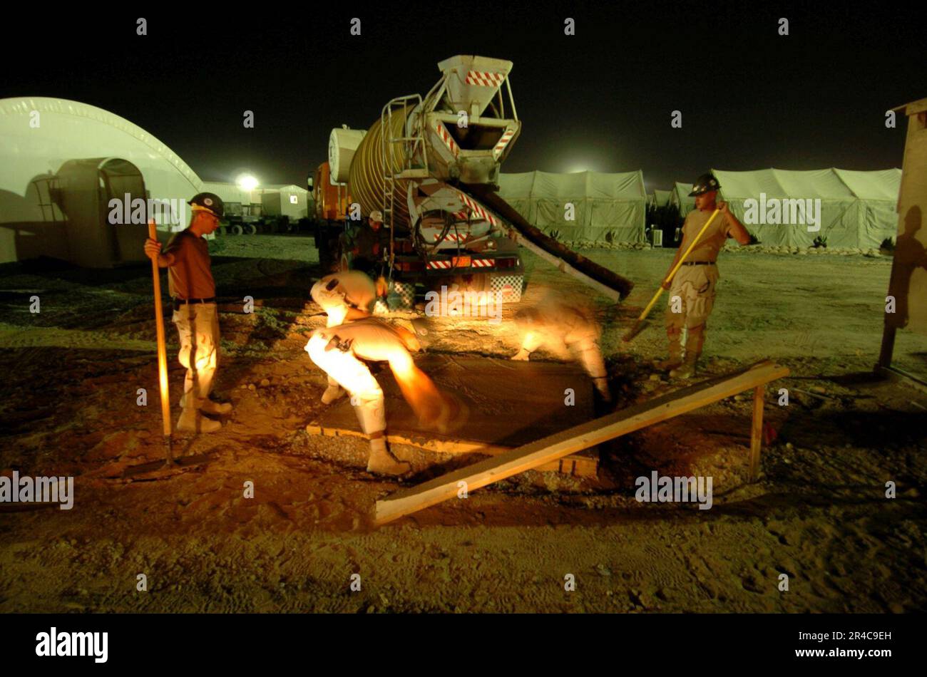 US Navy Seabees assigned to with Naval Mobile Construction Battalion ...