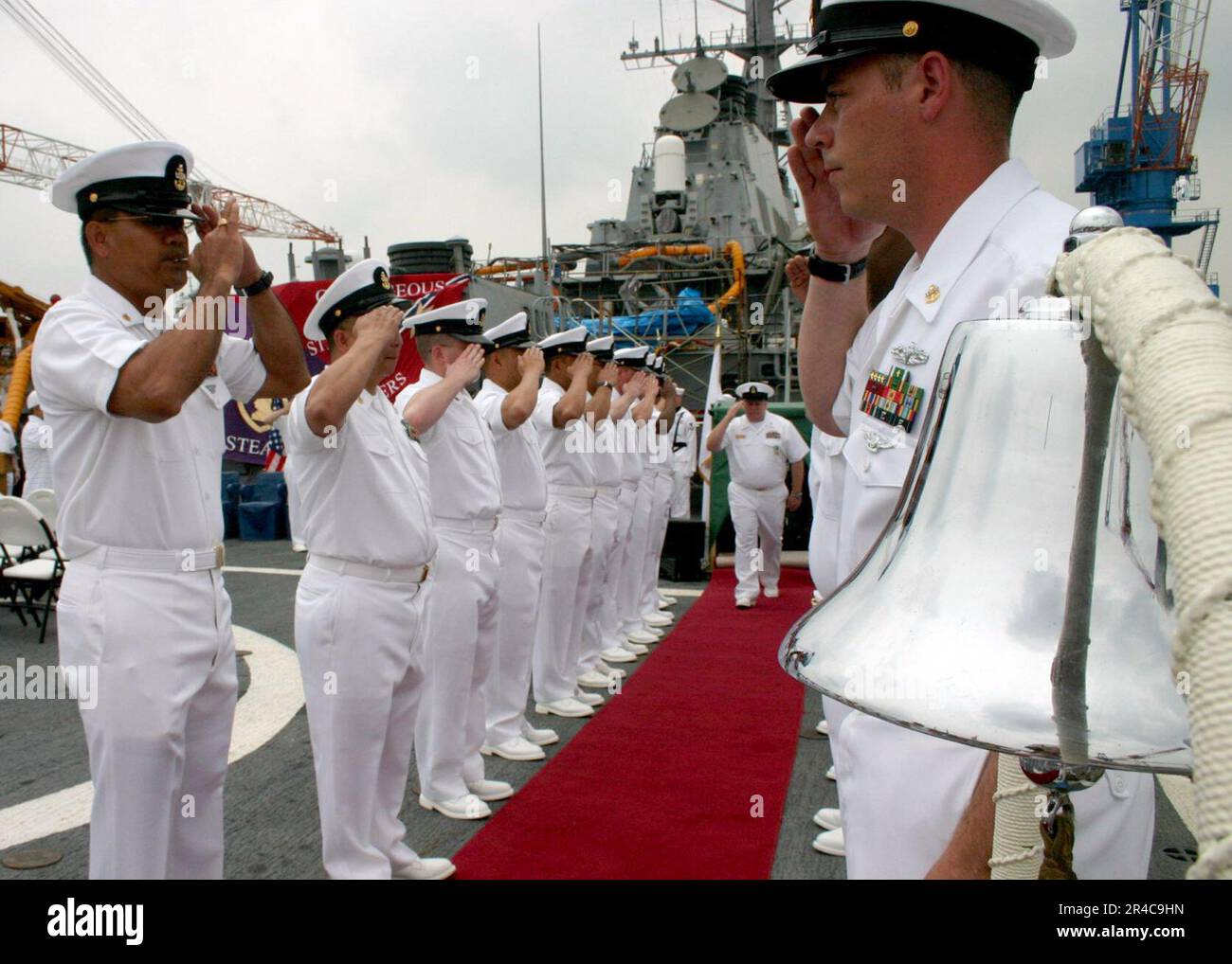 US Navy Senior Chief Boatswain's Mate pipes off Chief Gas Turbine ...