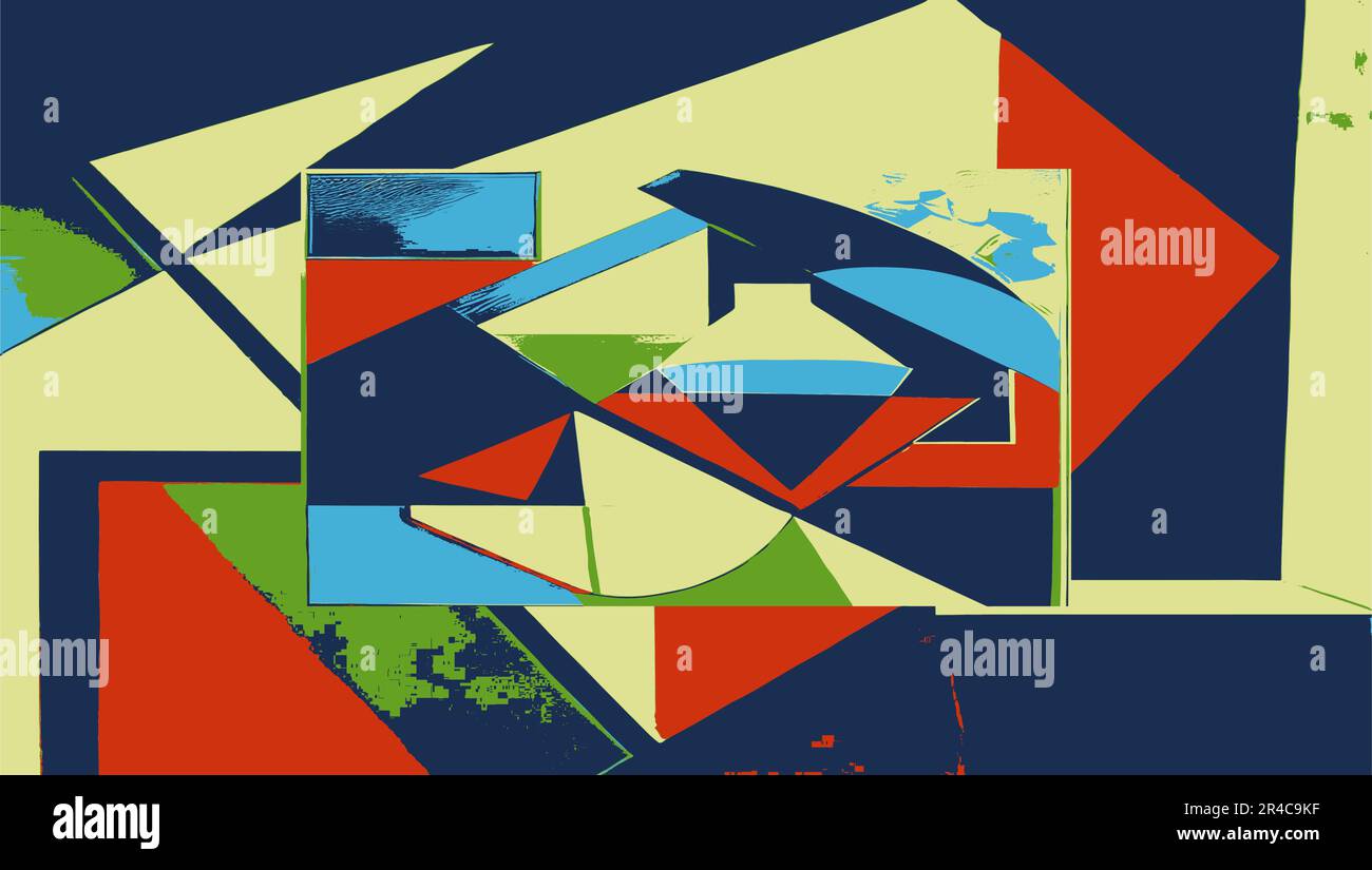 amazing formation of cubism and triangle in bright colors Stock Vector ...