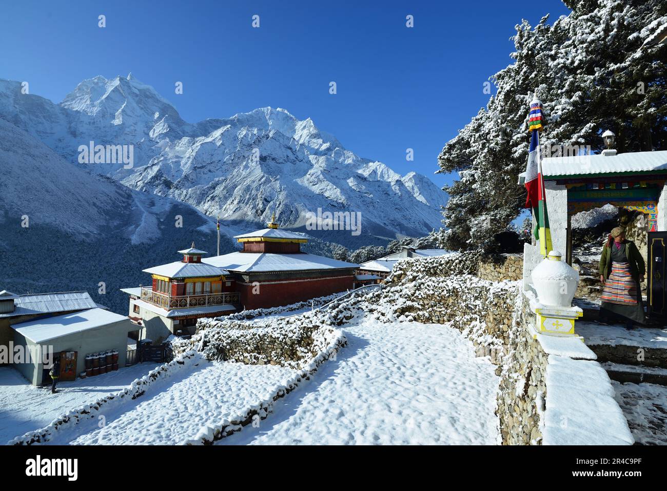 Old Pangboche Monastery on the Everest Trail, Khumbu, Nepal Stock Photo ...