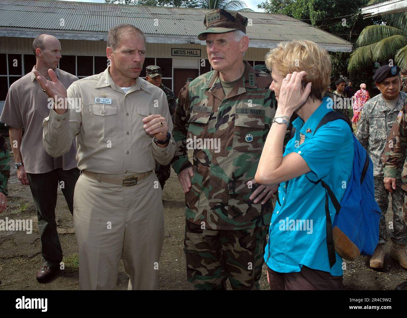 US Navy Commander U.S. Pacific Command, Adm. William Fallon, talks with ...
