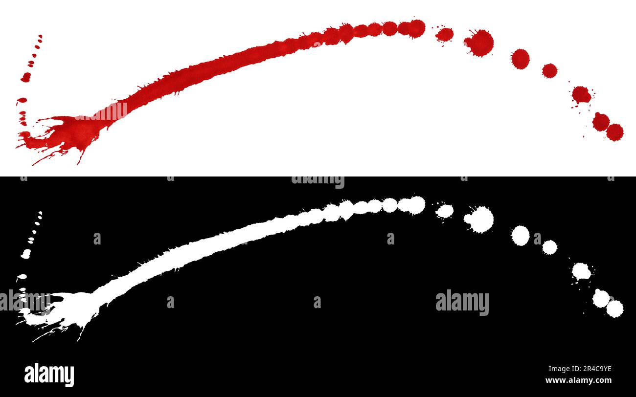 Blood drops and splatters isolated on white background with clipping ...