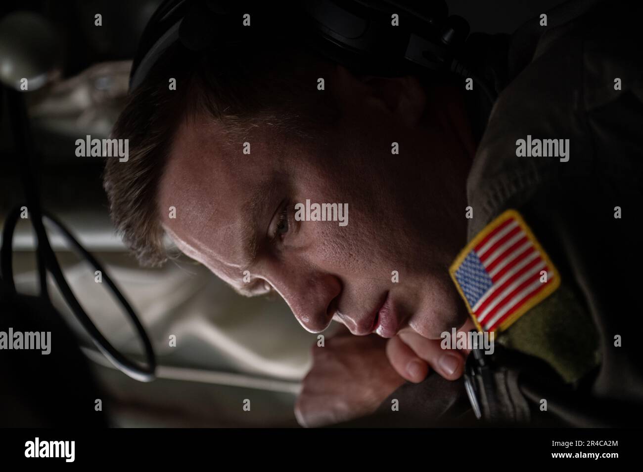 U.S. Air Force Staff Sgt. Luke Yates, 63rd Air Refueling Squadron boom ...