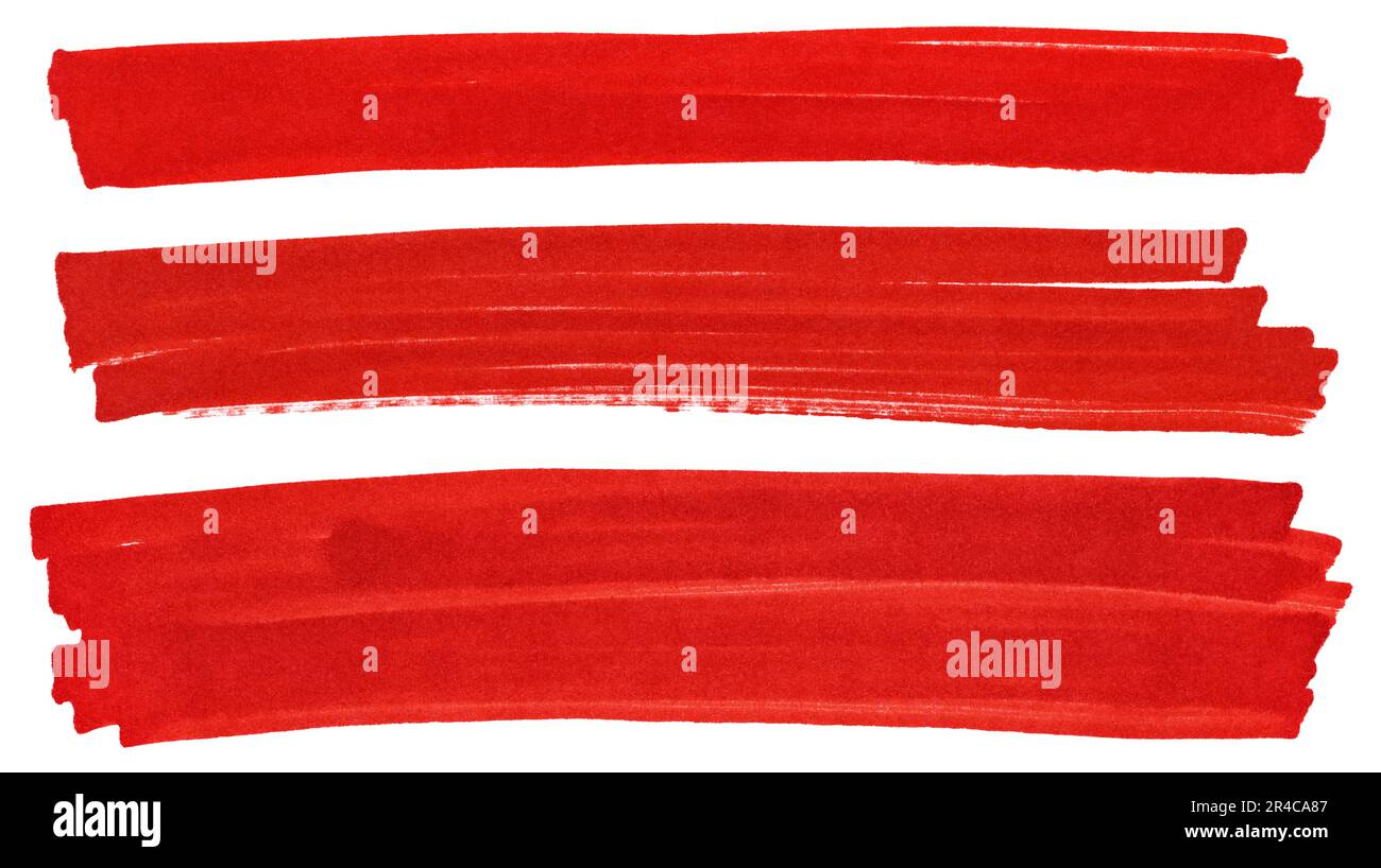 Set of red marker paint texture. Stroke isolated on white background ...