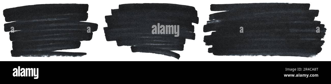 Black marker paint textures. Stroke isolated on white background Stock ...