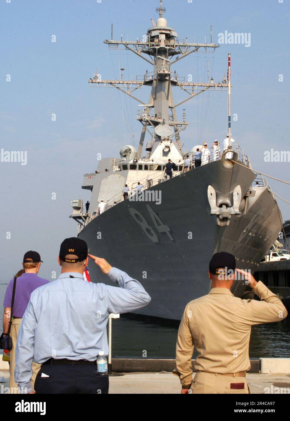 US Navy Sailors observe colors Thursday as USS Bulkeley (DDG 84 ...