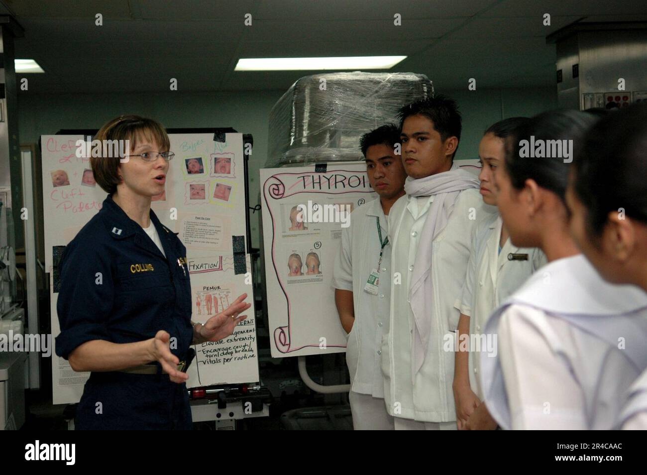 US Navy Navy Lt. gives a group of nursing students from the Jolo Norte ...