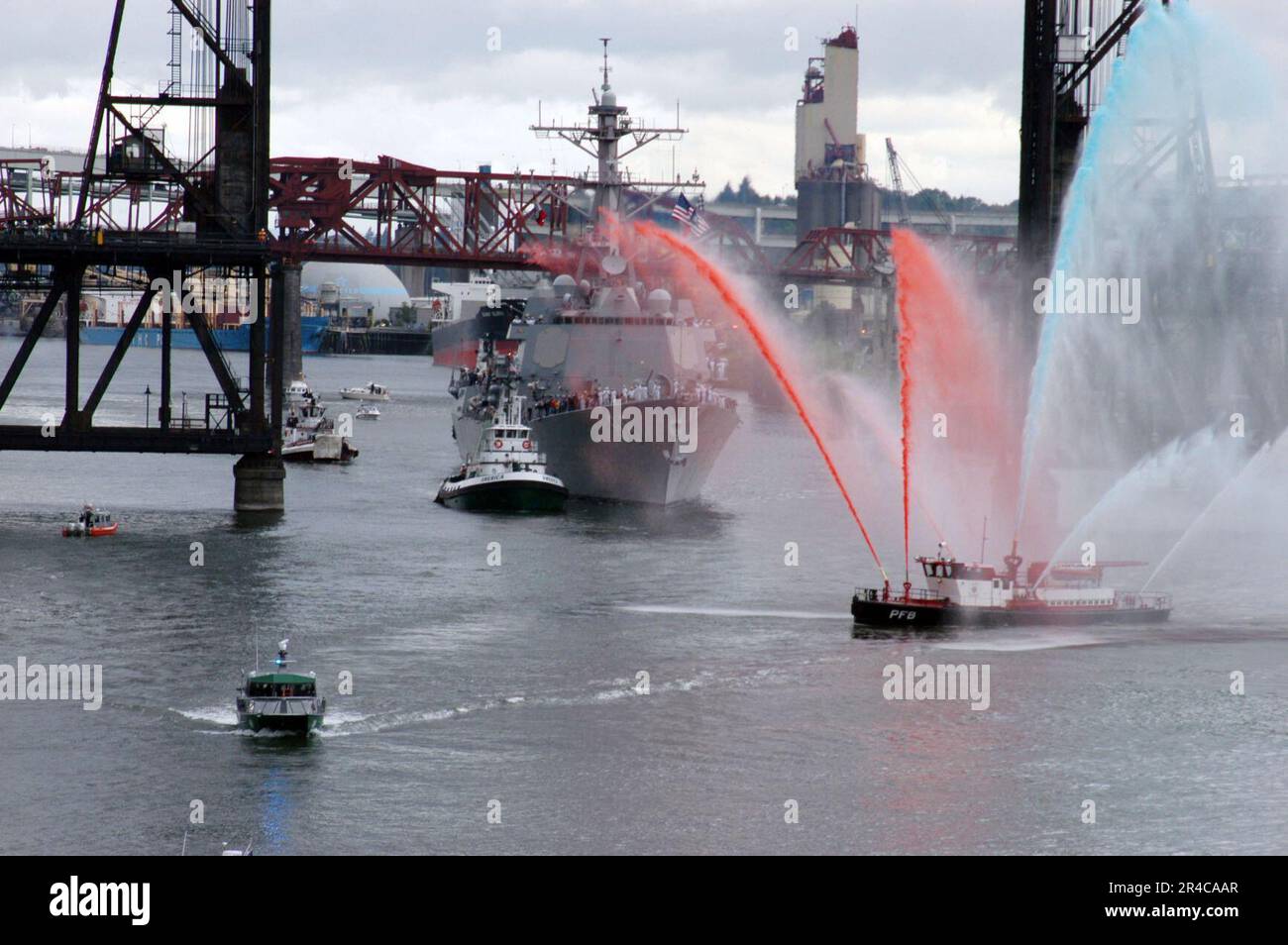 US Navy A Portland fire boat greets the Arleigh Burke-class guided ...