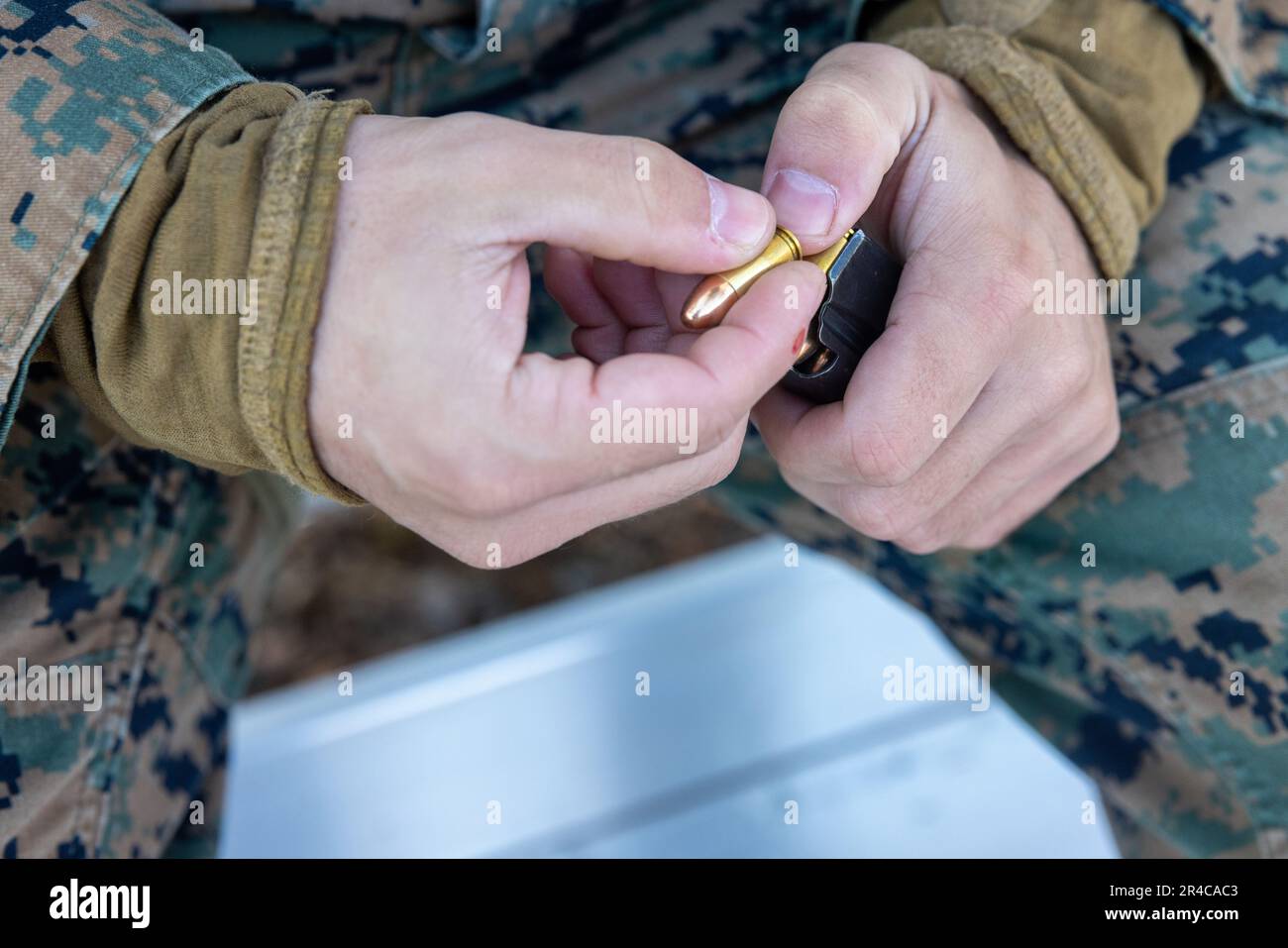 U.S. Marines receive ammunition for the Marine Corps Championships ...